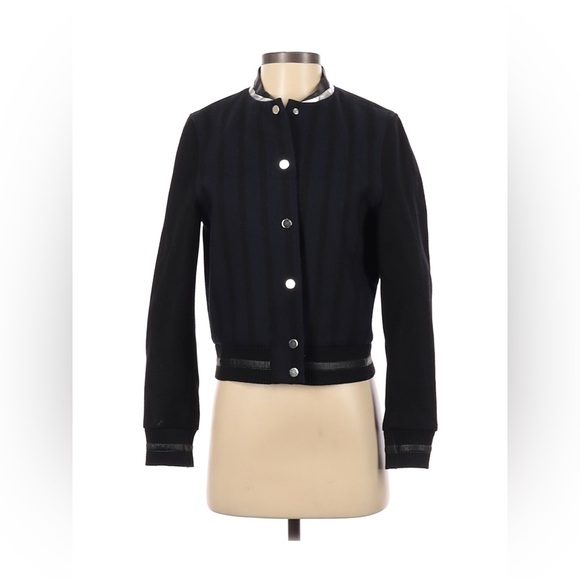 Maje | Jackets & Coats | Maje Virgin Wool Bomber Jacket Black Navy Blue ...